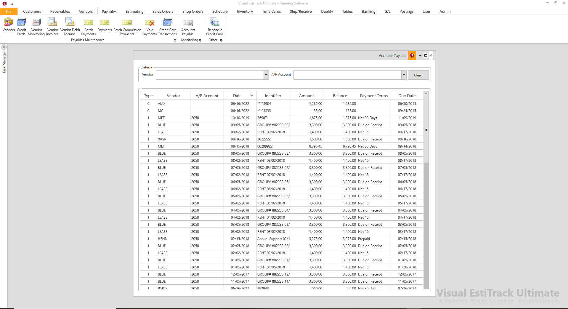 EstiTrackAccountsPayable - Henning Software